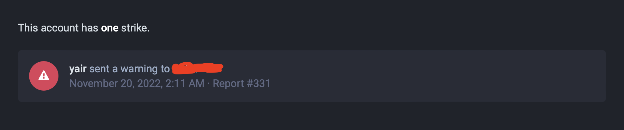 Admin interface: Show warnings sent to users in their relevant reports ...