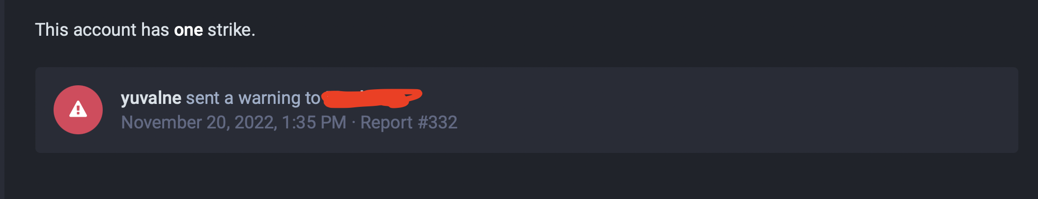 Admin interface: Show warnings sent to users in their relevant reports ...