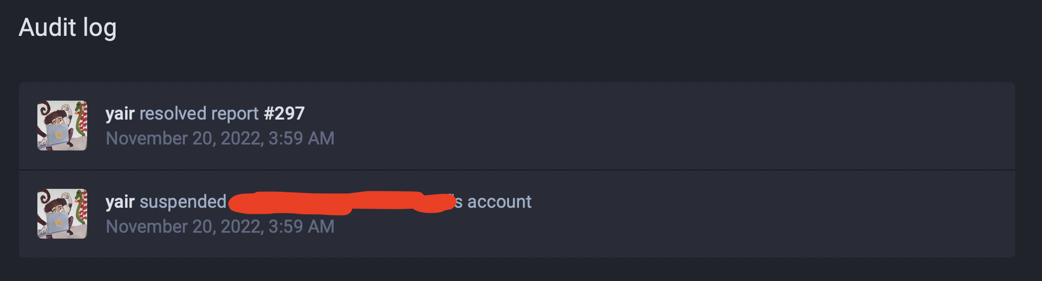 Admin interface: Show warnings sent to users in their relevant reports ...