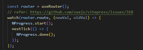 alpha.43：How to use onBeforeRouteChange and onAfterRouteChanged？ · Issue #1910 · vuejs/vitepress ...
