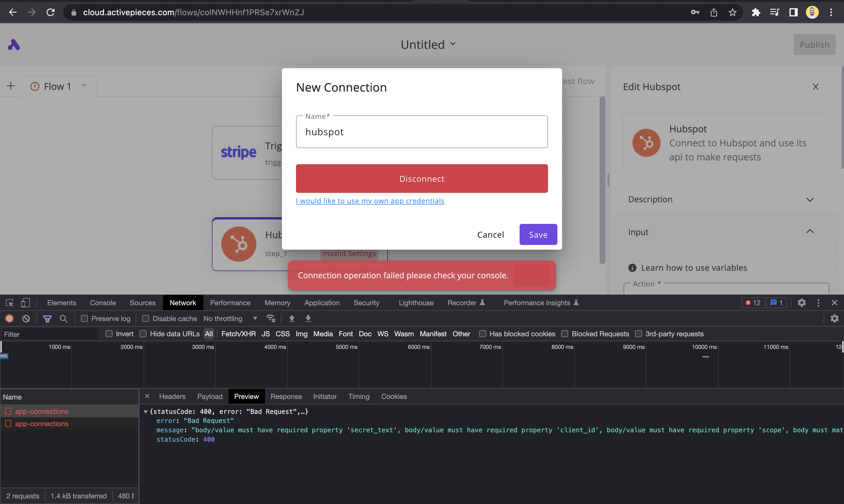 HubSpot Connection returns body/value must have required property 'secret_text' · Issue #381 ...