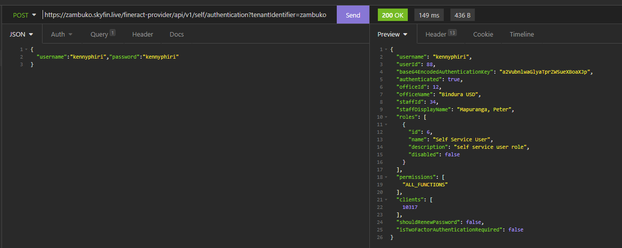"Bad Request","message":"","path":"/fineract-provider/api/v1/self ...