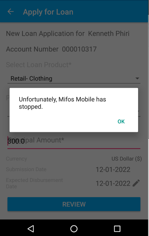 Apply For Loan option terminating with error · Issue #1826 · openMF/mifos-mobile · GitHub