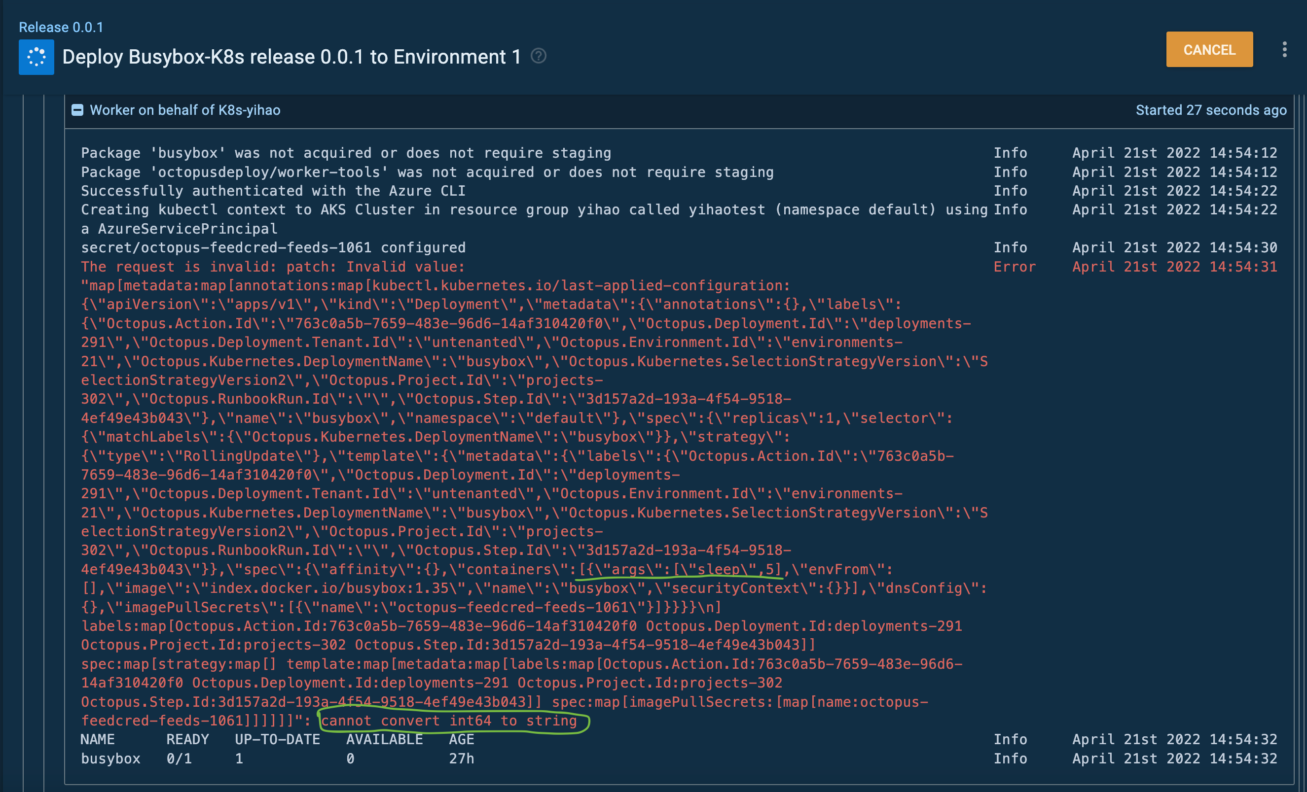 Deploy Kubernetes Containers Step Doesnt Read Command Arguments For 3341