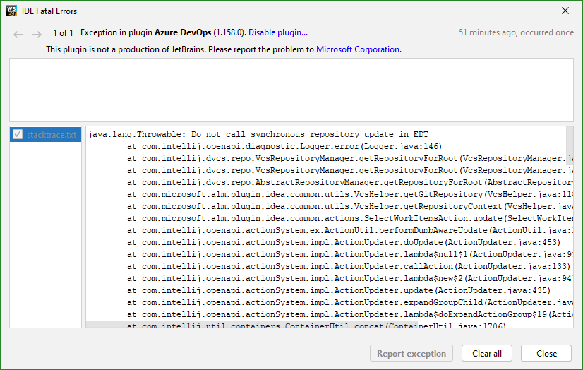 Do Not Call Synchronous Repository Update In Edt · Issue 292 · Microsoftazure Devops Intellij 4827