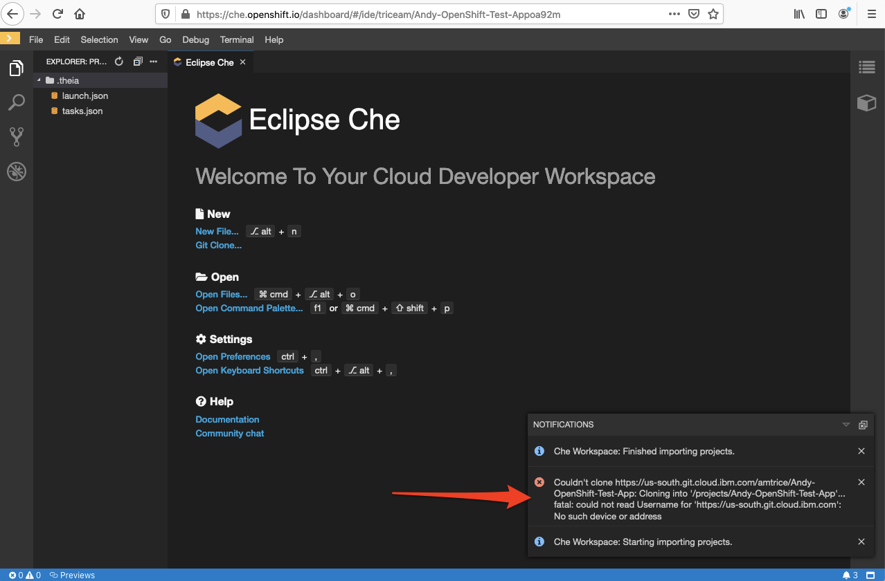 Importing devfile with private repo fails · Issue #16401 · eclipse-che/che · GitHub