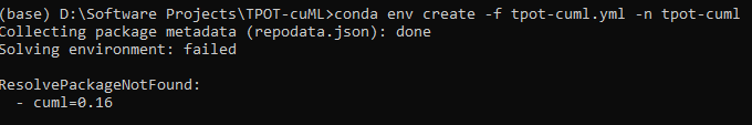 Installation For Using Tpot Cuml Configuration Error · Issue 1236 · Epistasislab Tpot · Github