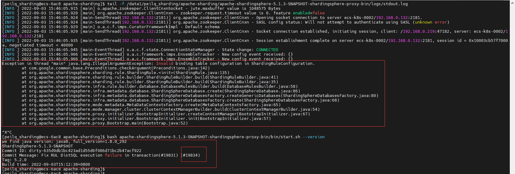 With binding table configuration ，Failed to start proxy，“Invalid binding table configuration in ...