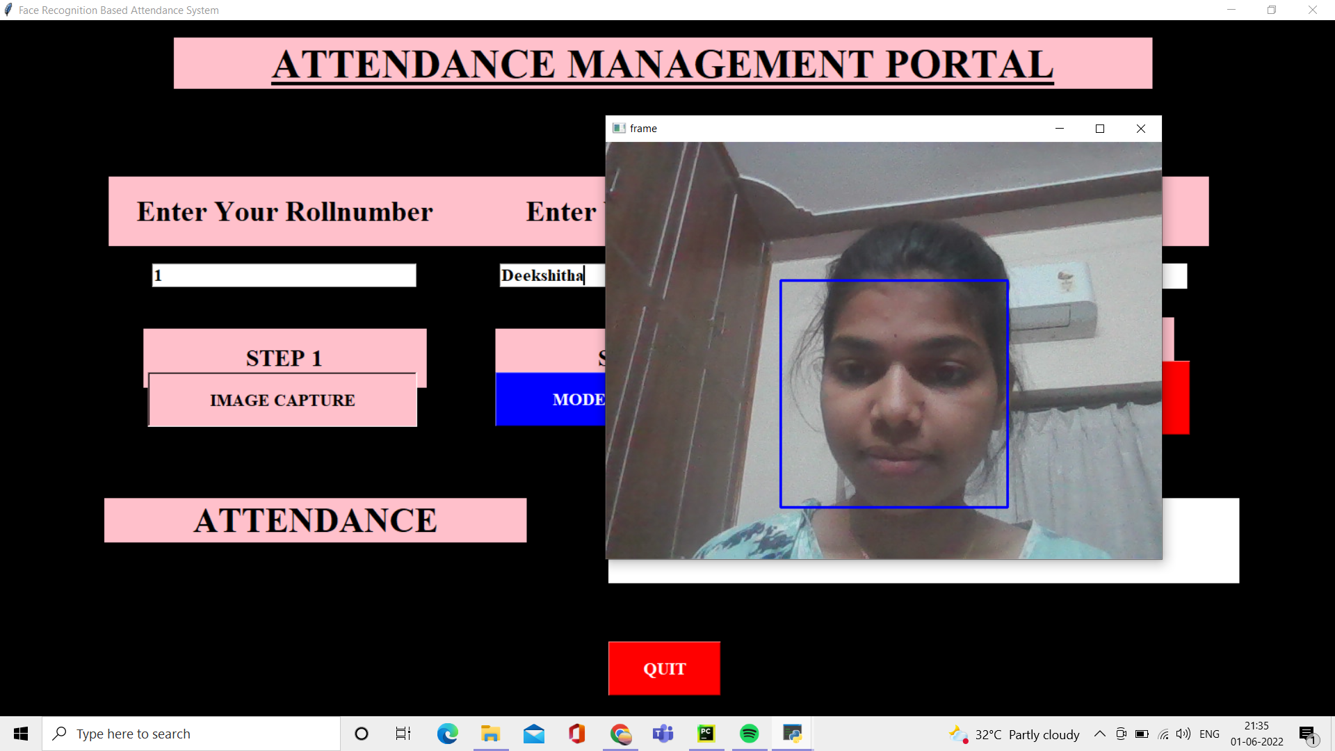 GitHub - Deekshitha-2002/FaceRecognitionBasedAttendanceSystem
