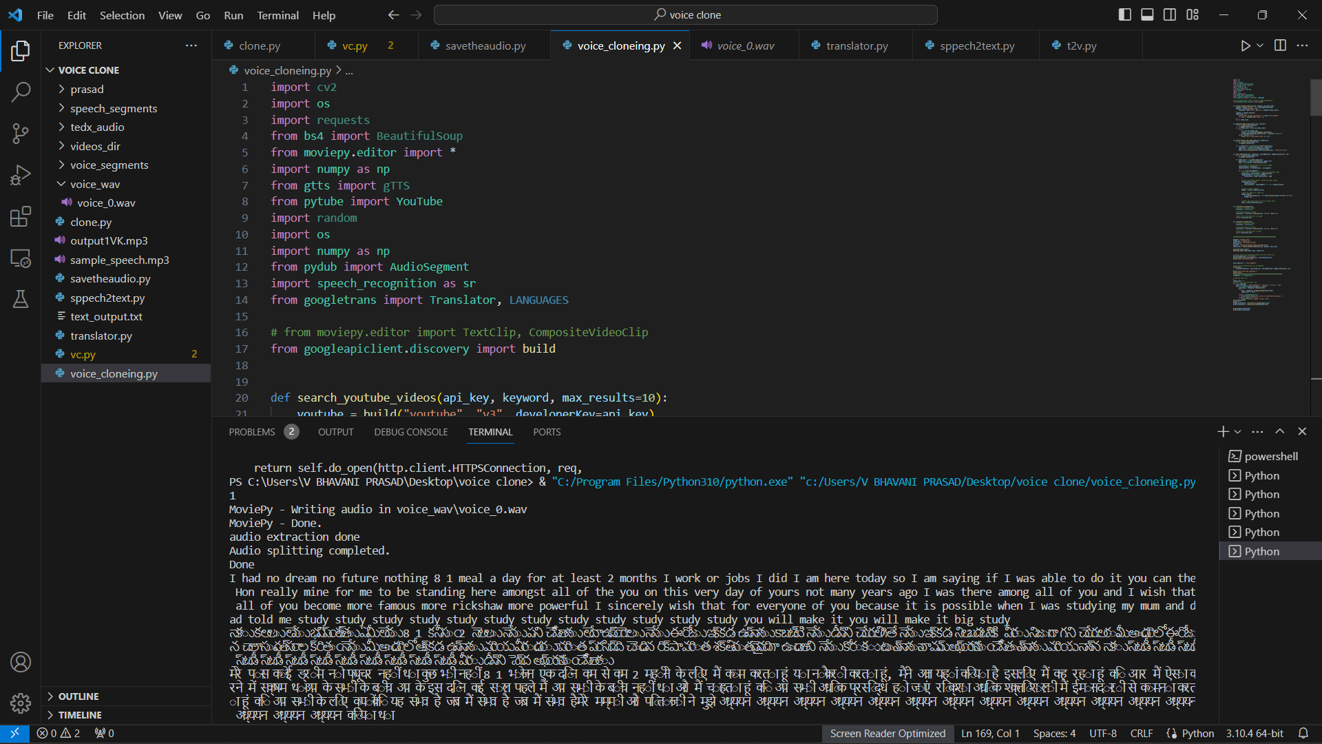 GitHub - VattamBhavaniPrasad5i5/Voice-Cloning-Project: String as a input and extract the youtube ...