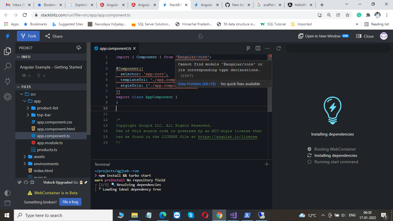 WebContainer Is Invoking '@angular/core' Error · Issue #547 · stackblitz/webcontainer-core · GitHub