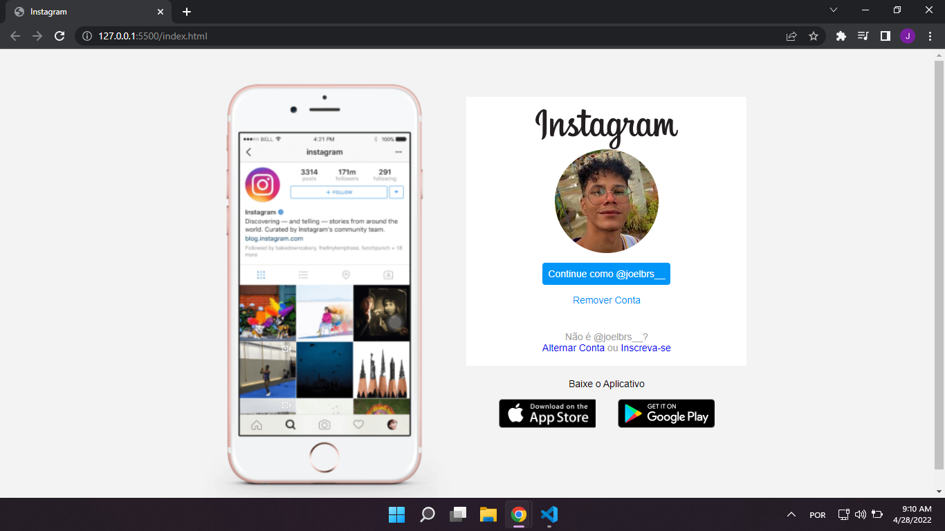 GitHub - joelbrs/login-instagram-dio