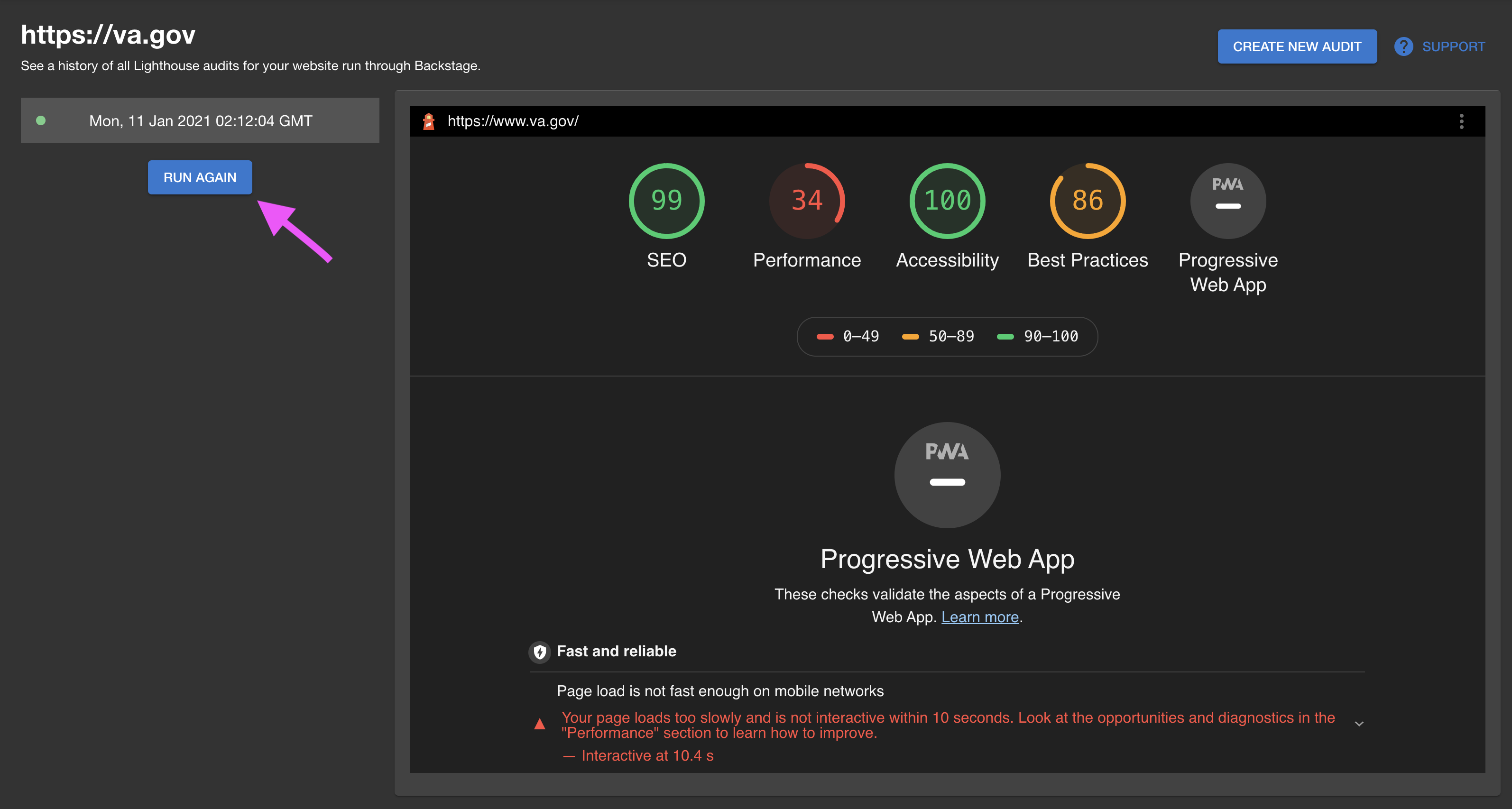 Lighthouse Plugin New Workflow For Running An Audit On An Existing Url