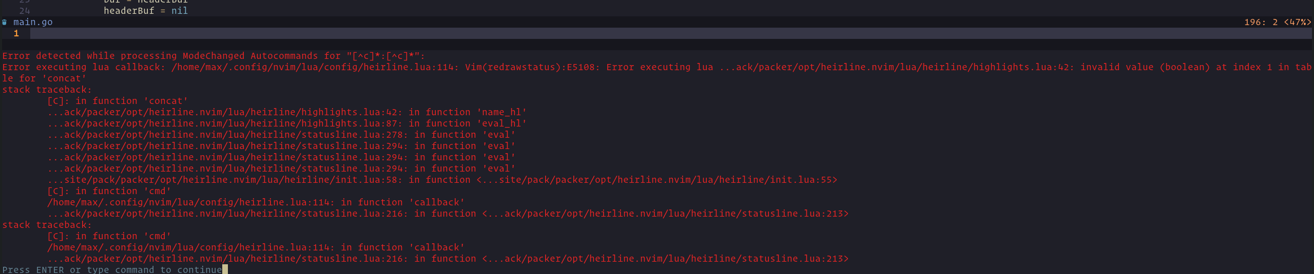 statusline crash when toggleterm after update neovim · Issue #52 · rebelot/heirline.nvim · GitHub