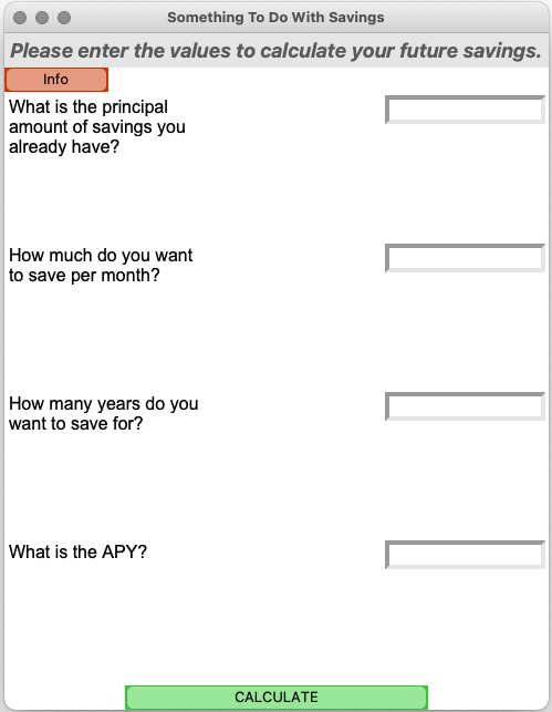 GitHub - lawofambak-random-playground/Savings-Calculator: First project that is a simple savings ...
