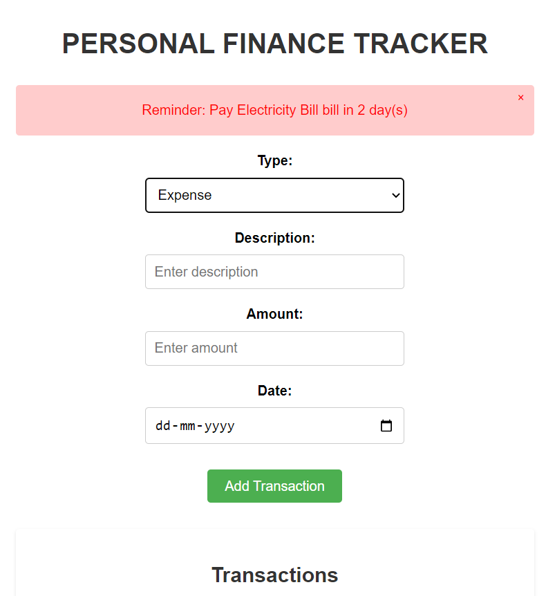 GitHub - AashiGoel/Personal-Finance-Tracker: Track your income, expenses, and financial goals ...