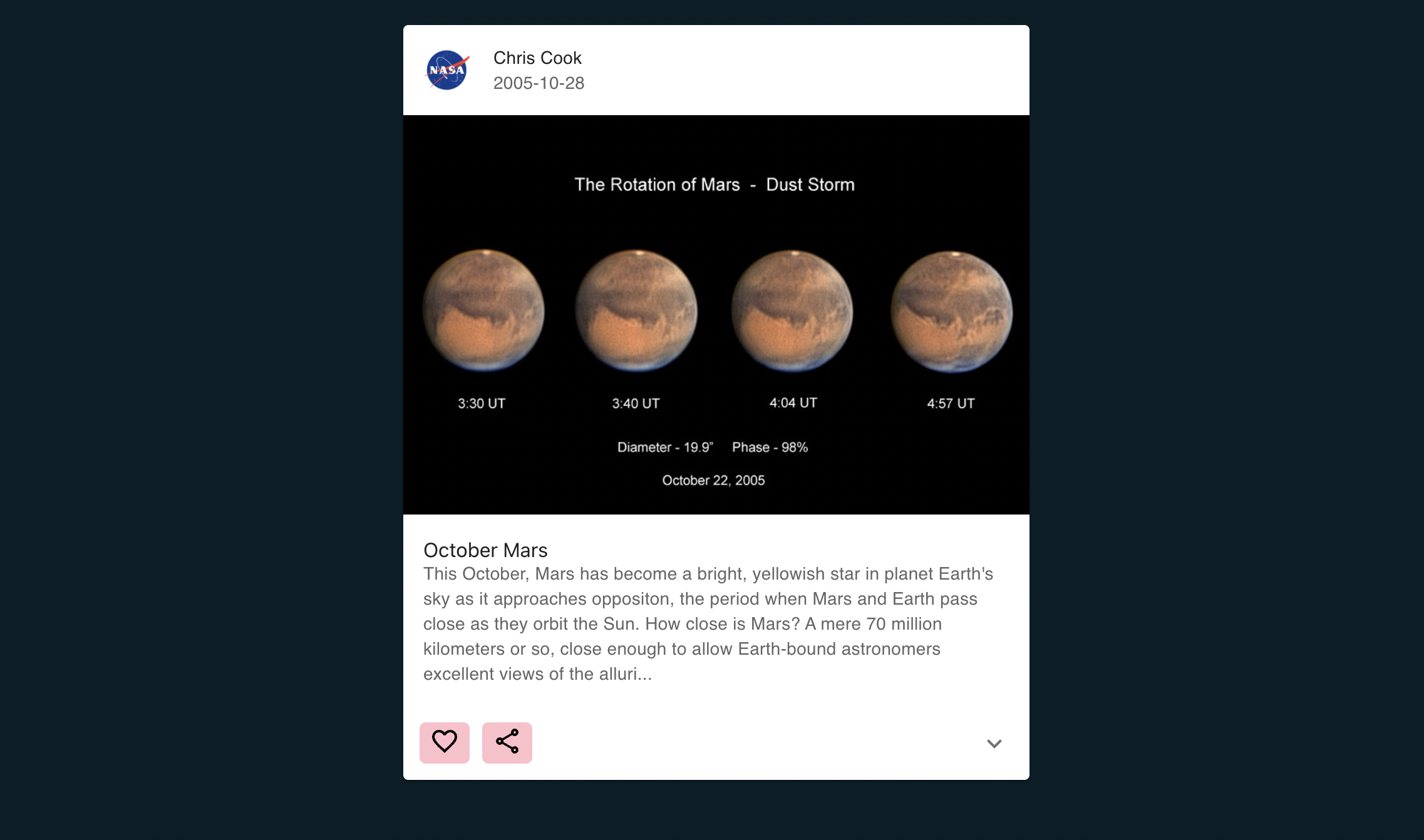 GitHub - huiwenxchen/nasa: React app -- display APOD feed from NASA's API
