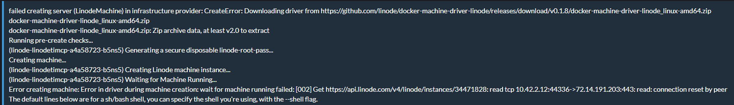 unable to create rke2 cluster with linode error from node: `connection reset by peer` · Issue ...