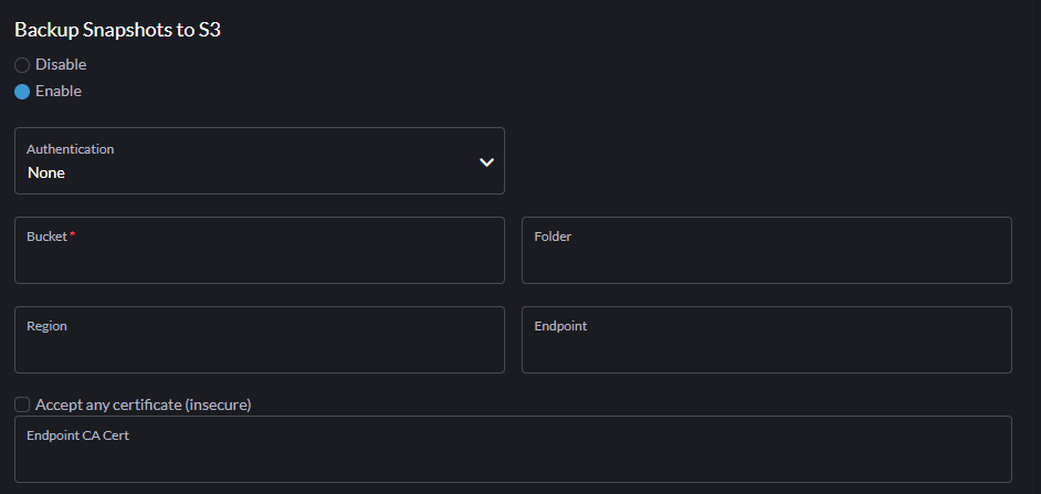 RKE2 snapshot S3 configuration support · Issue #5467 · rancher/dashboard · GitHub