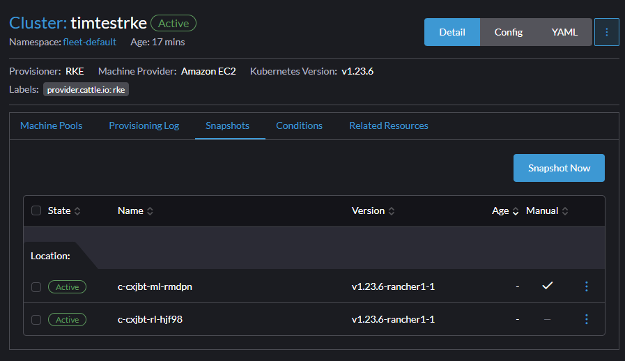 [RKE1] Snapshots tab does not show age of snapshot. · Issue #6097 ...