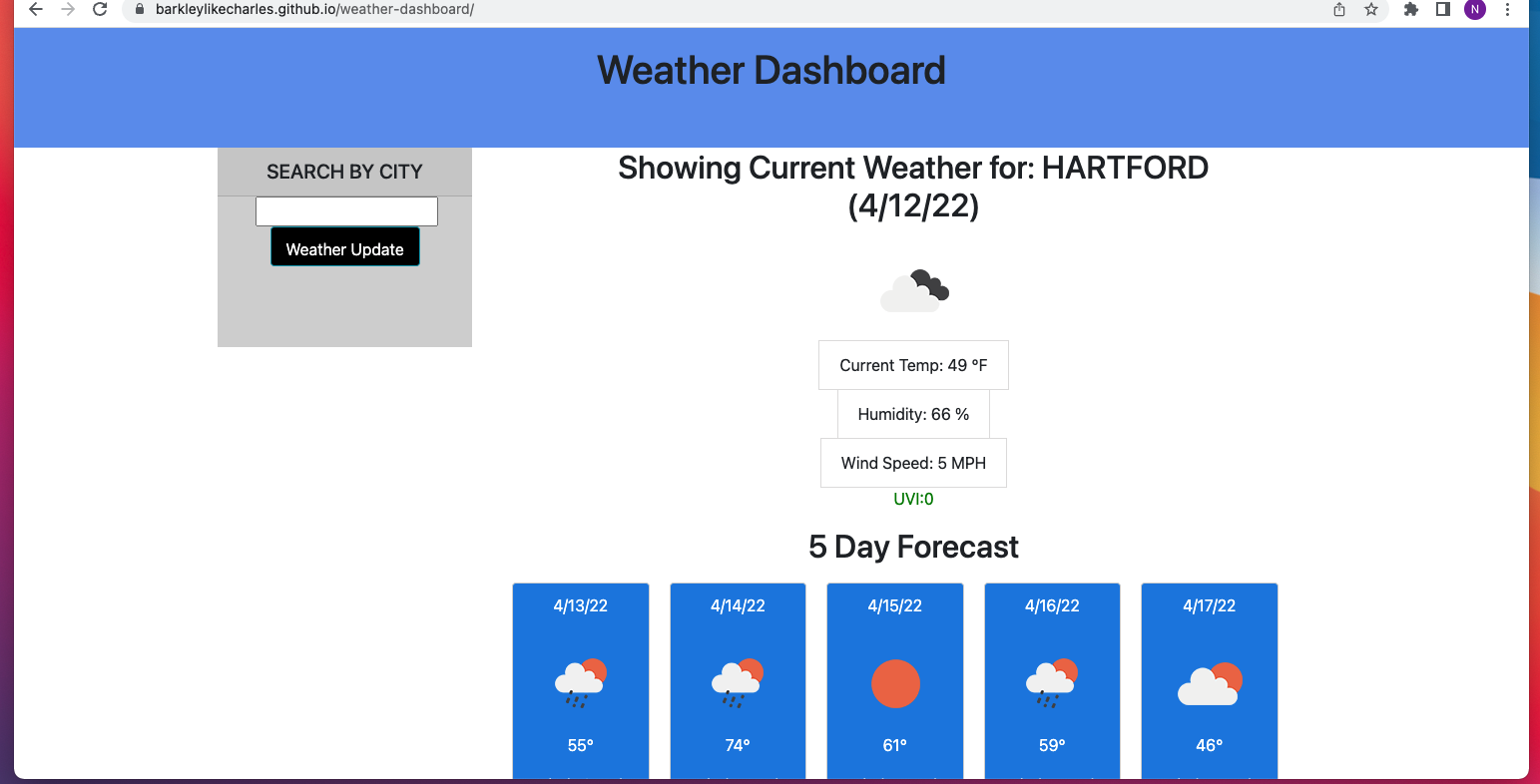 GitHub - barkleylikecharles/weather-dashboard