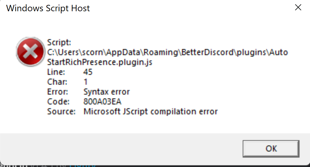 AutoStartRichPresence injection problem · Issue #122 · Mega-Mewthree/BetterDiscordPlugins · GitHub