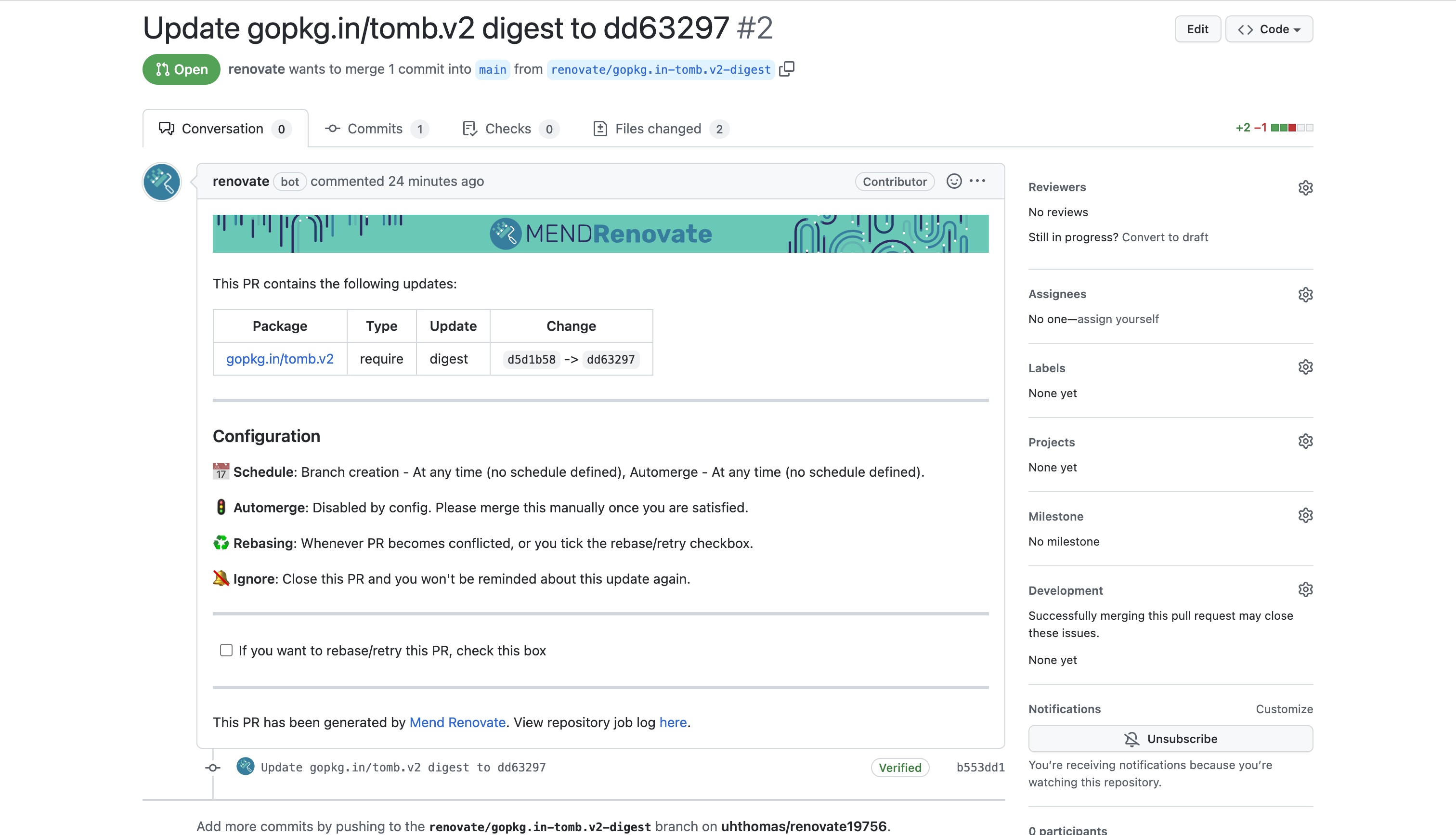 datasource/go: Renovate wants to "upgrade" to v1 digest from v2 · Issue #19756 · renovatebot ...