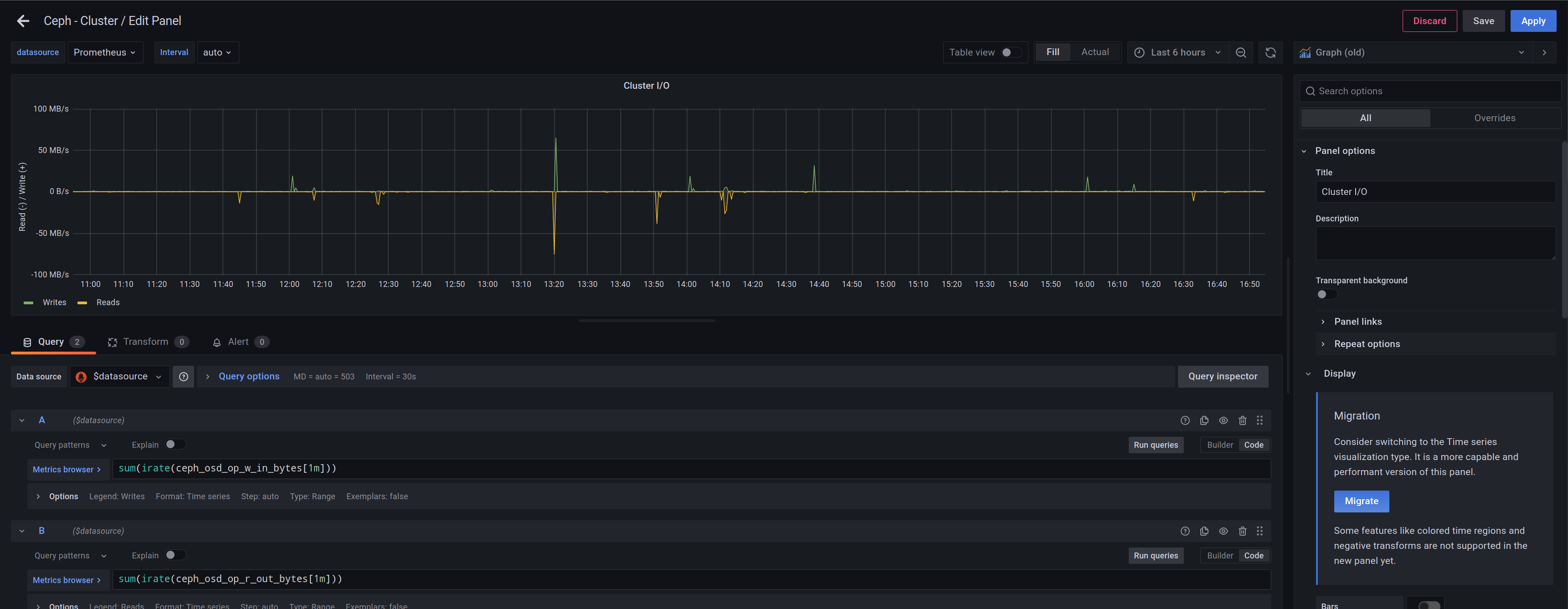 grafana dashboards: use new time series visualisation · Issue #12087 · rook/rook · GitHub