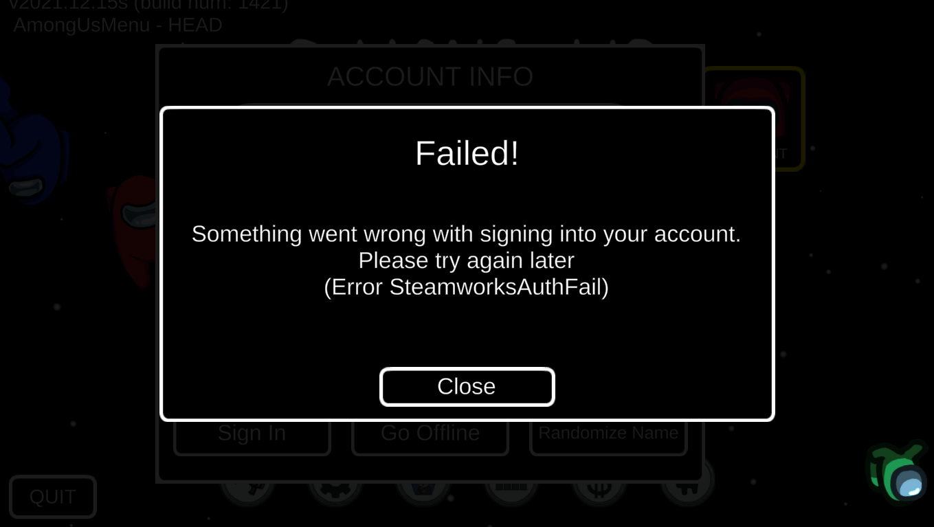 steamworks bug · Issue #281 · BitCrackers/AmongUsMenu · GitHub