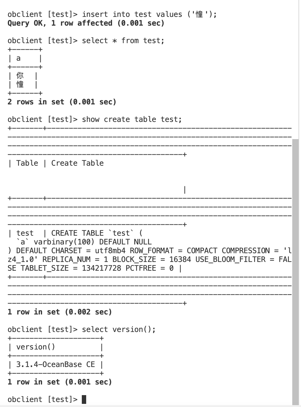 [Bug]: 写入varbinary字段时校验字符集 · Issue #1088 · oceanbase/oceanbase · GitHub