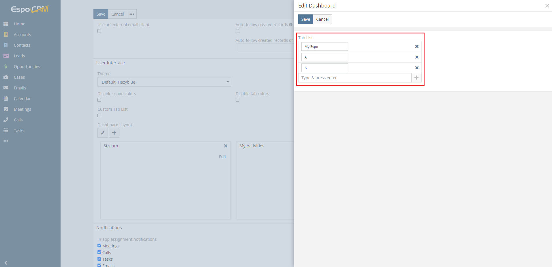 Dashboard layout: Duplicate tab name can be saved · Issue #2397 · espocrm/espocrm · GitHub