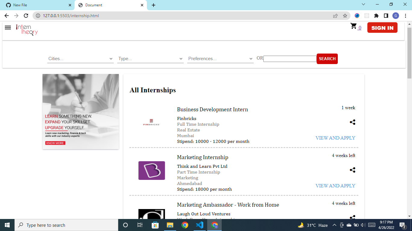 GitHub - akashbind12/intern_theory_clone_project: Developed clone of interntheory.com website ...