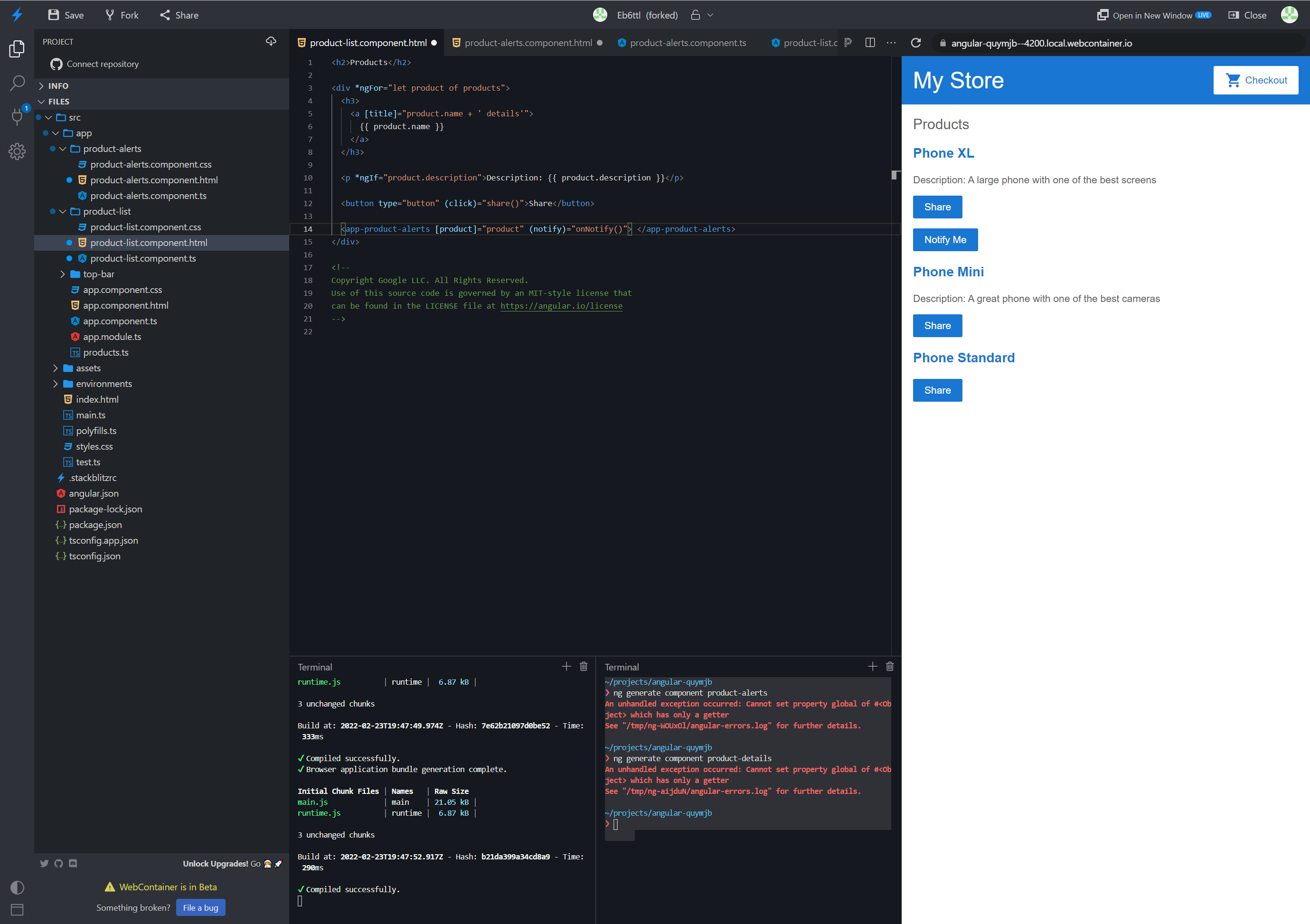 ng generate component gives error · Issue #610 · stackblitz/webcontainer-core · GitHub