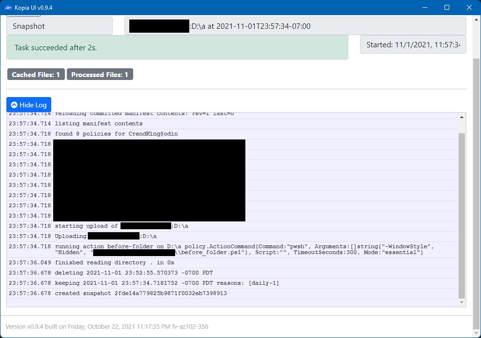 Issues implementing documented VSS snapshots with actions · Issue #1456 · kopia/kopia · GitHub