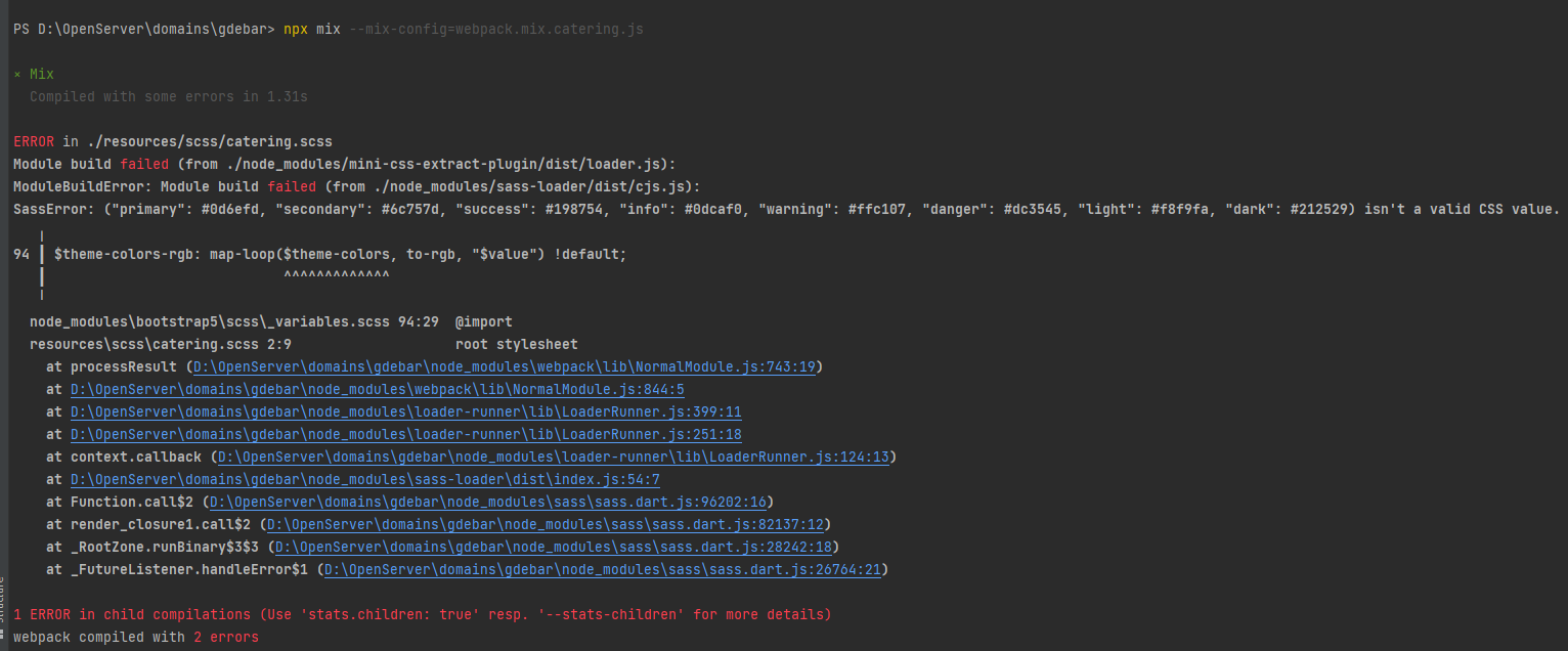 Cant Build Bootstrap5 Scss · Issue 3126 · Laravel Mixlaravel Mix · Github