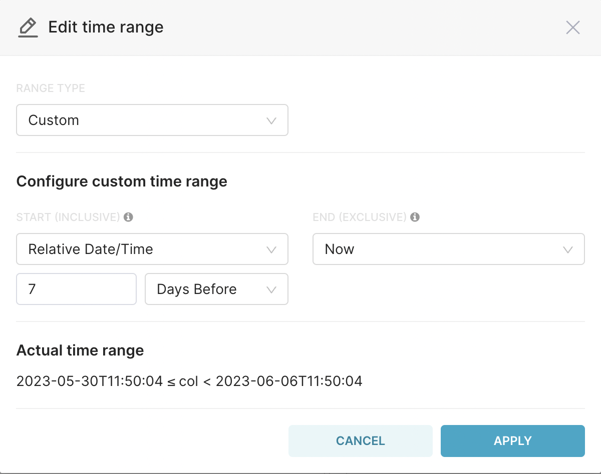 Logical issue: filter on range filters on Seconds level, while chart grain is set to Day leading ...