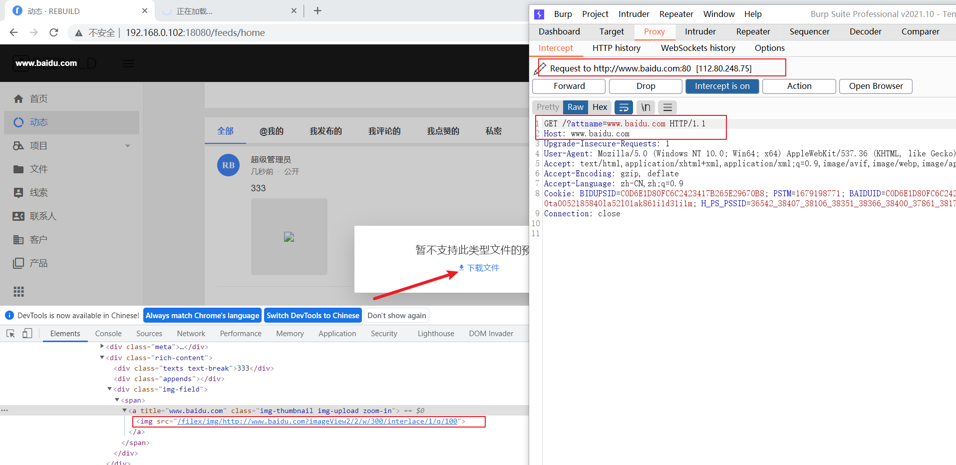 A URL redirection vulnerability exists in the/file/img/* * interface of the REBUILD system ...