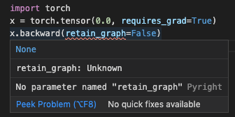 PyTorch 1.5.0: torch.Tensor.backward() 'retain_graph' · Issue #675 · microsoft/pyright · GitHub