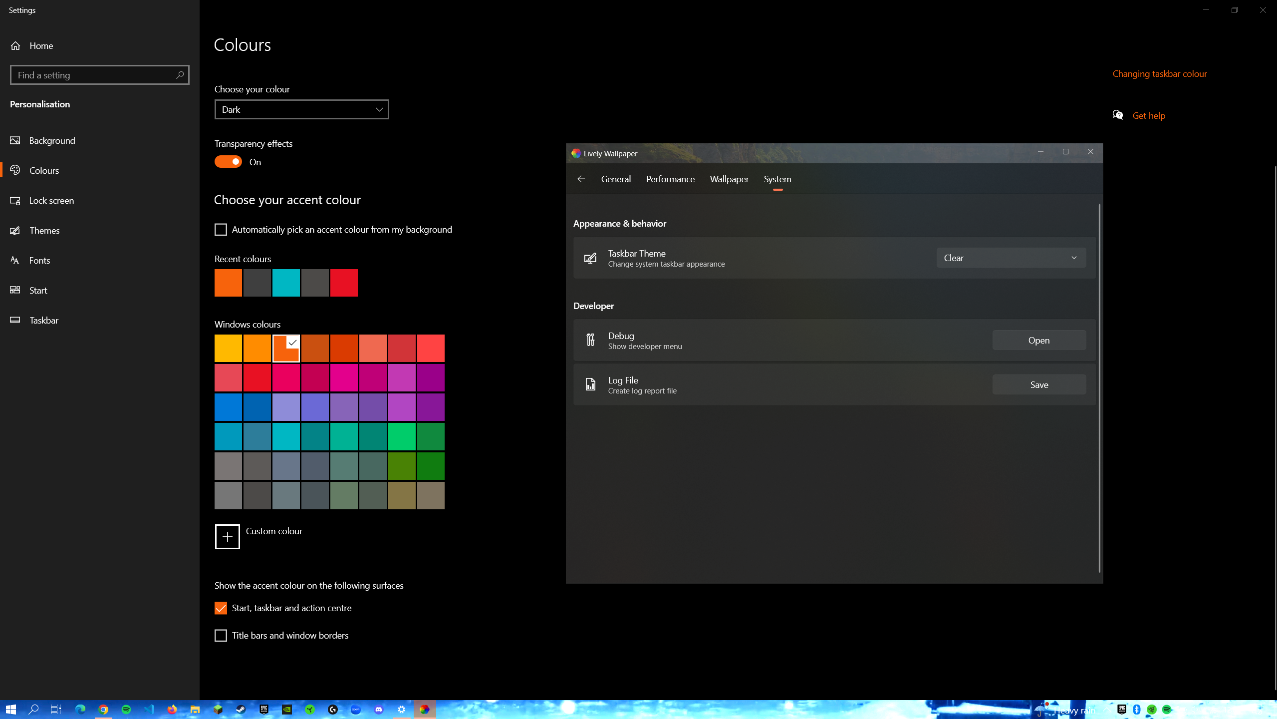 Clear taskbar theme reverts to accent color on secondary screen · Issue ...