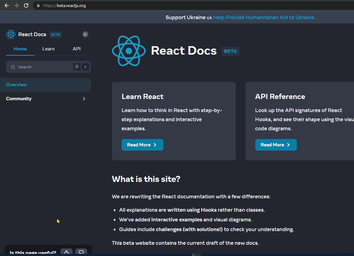 "Is this page useful?" is partially hidden (https://beta.reactjs.org ...