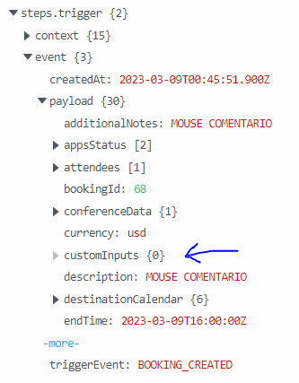 The webhook is not sending the customInputs of the event types generated in version 2.6.8 ...
