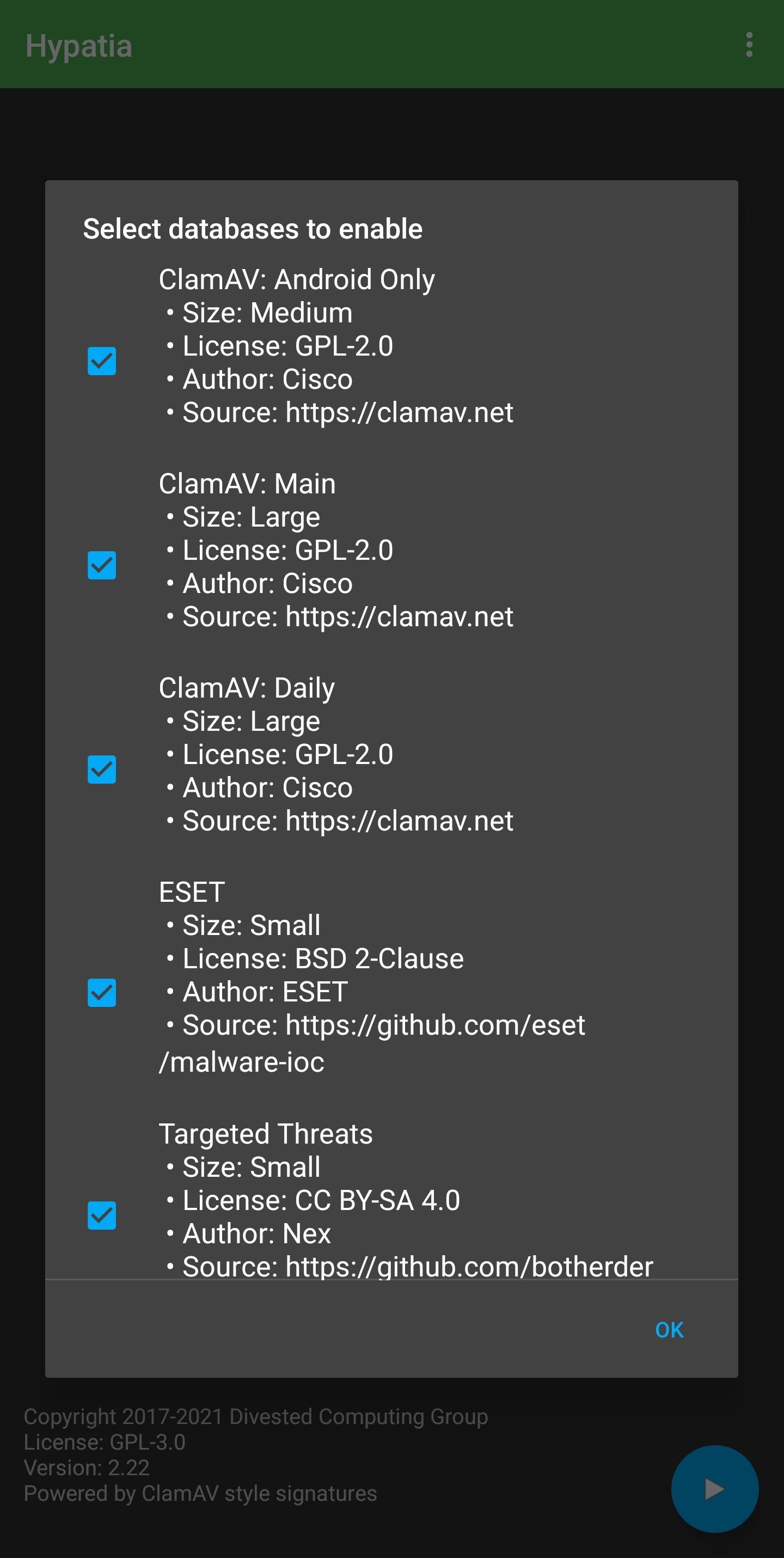 5 selectable databases != 10 databases to update · Issue #15 · Divested-Mobile/Hypatia · GitHub