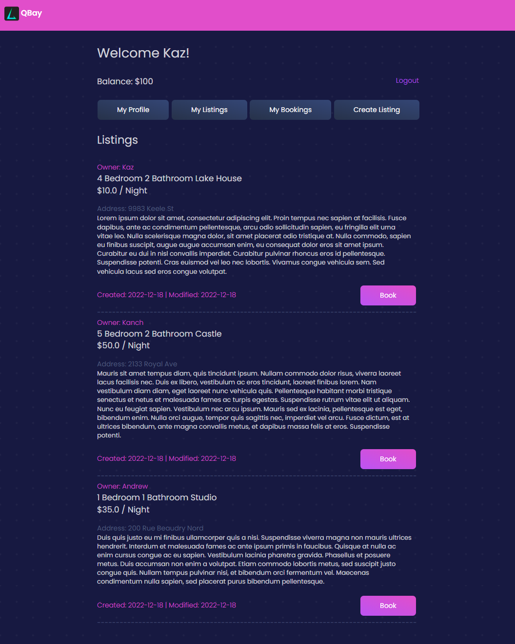 GitHub - KazSusilo/QBay: Client-to-Client Vacation House Rentals Web-Application