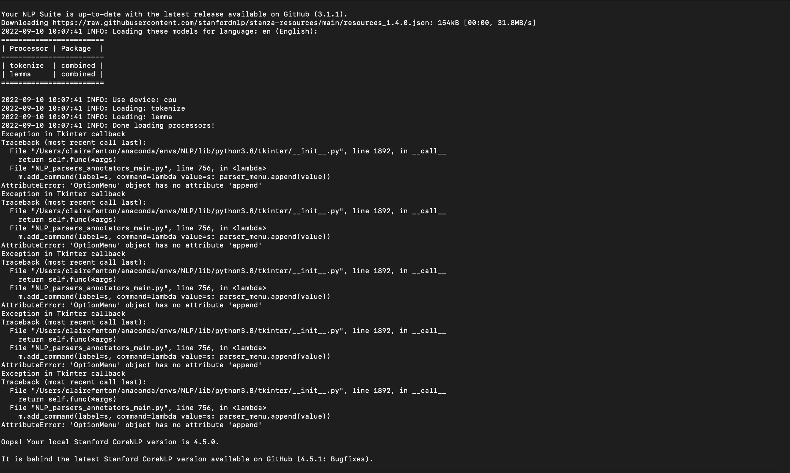 [BUG]: unable to run conll table · Issue #772 · NLP-Suite/NLP-Suite · GitHub