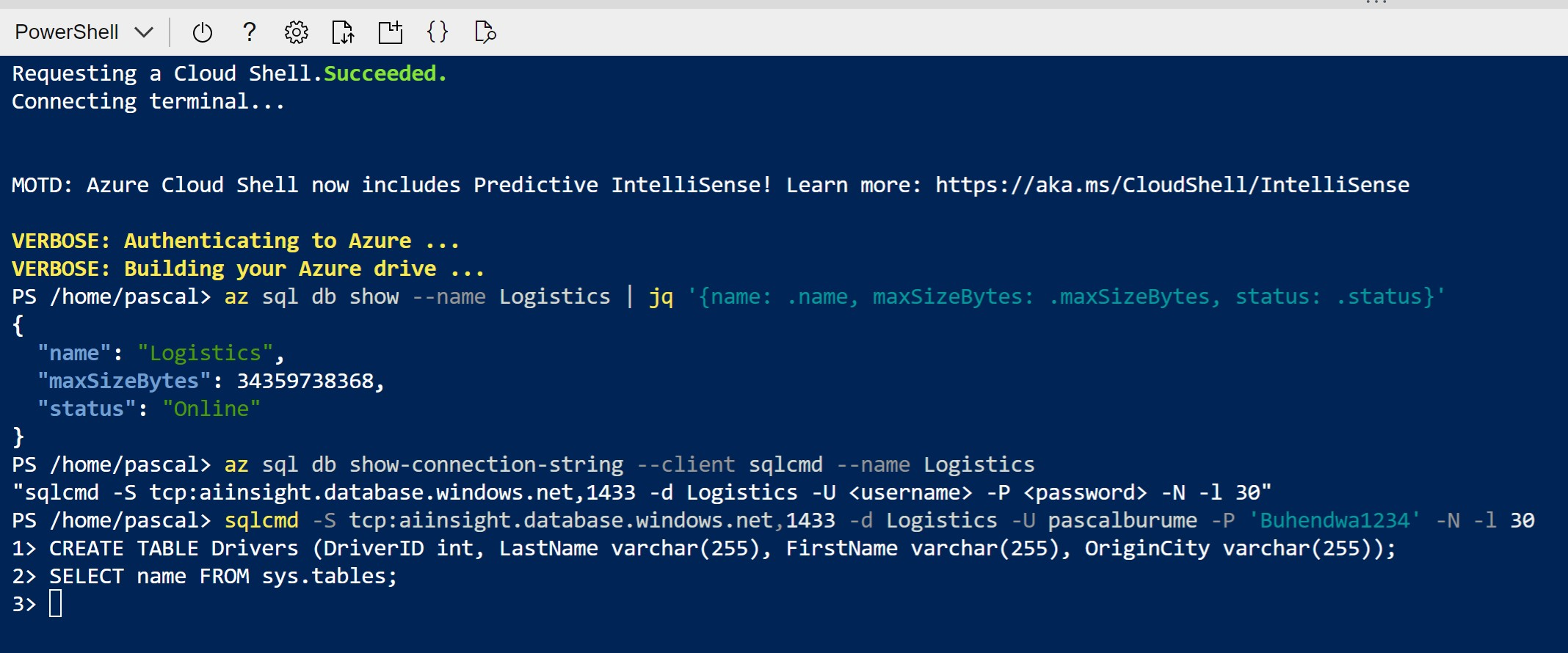 Failed to execute the T-SQL request on Azure Cloud Shell · Issue #187 · microsoft ...