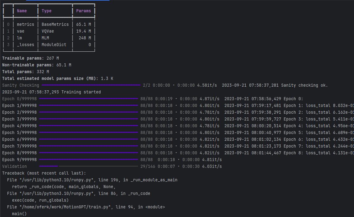 Stage1 training crashes on eval - continued · Issue #40 · OpenMotionLab/MotionGPT · GitHub