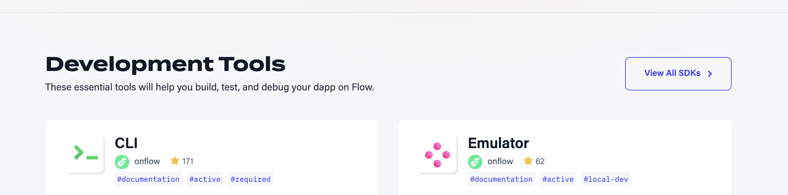 View SDKs" button shows up on all sections (APIs, wallets, tools) · Issue #526 · onflow ...