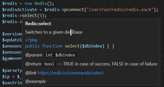 When add `Redis` to setting `intelephense.stubs`, "value is not accepted" warning show up ...