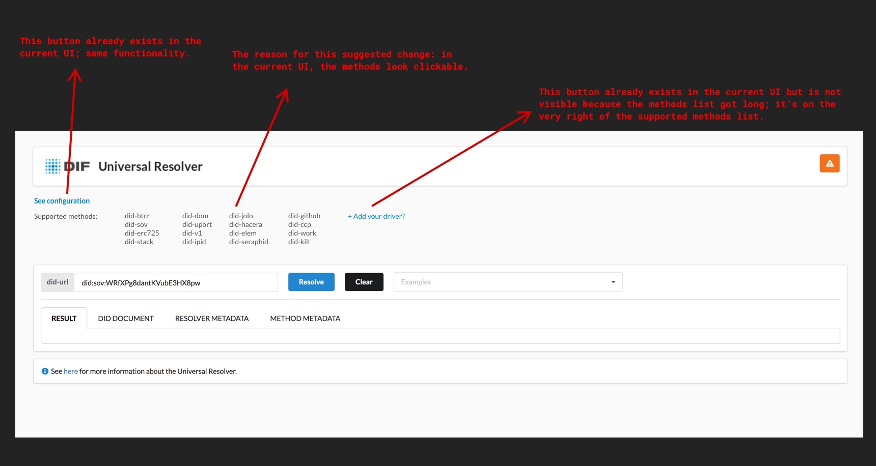UI: Update the layout of the method list · Issue #10 · decentralized-identity/universal-resolver ...