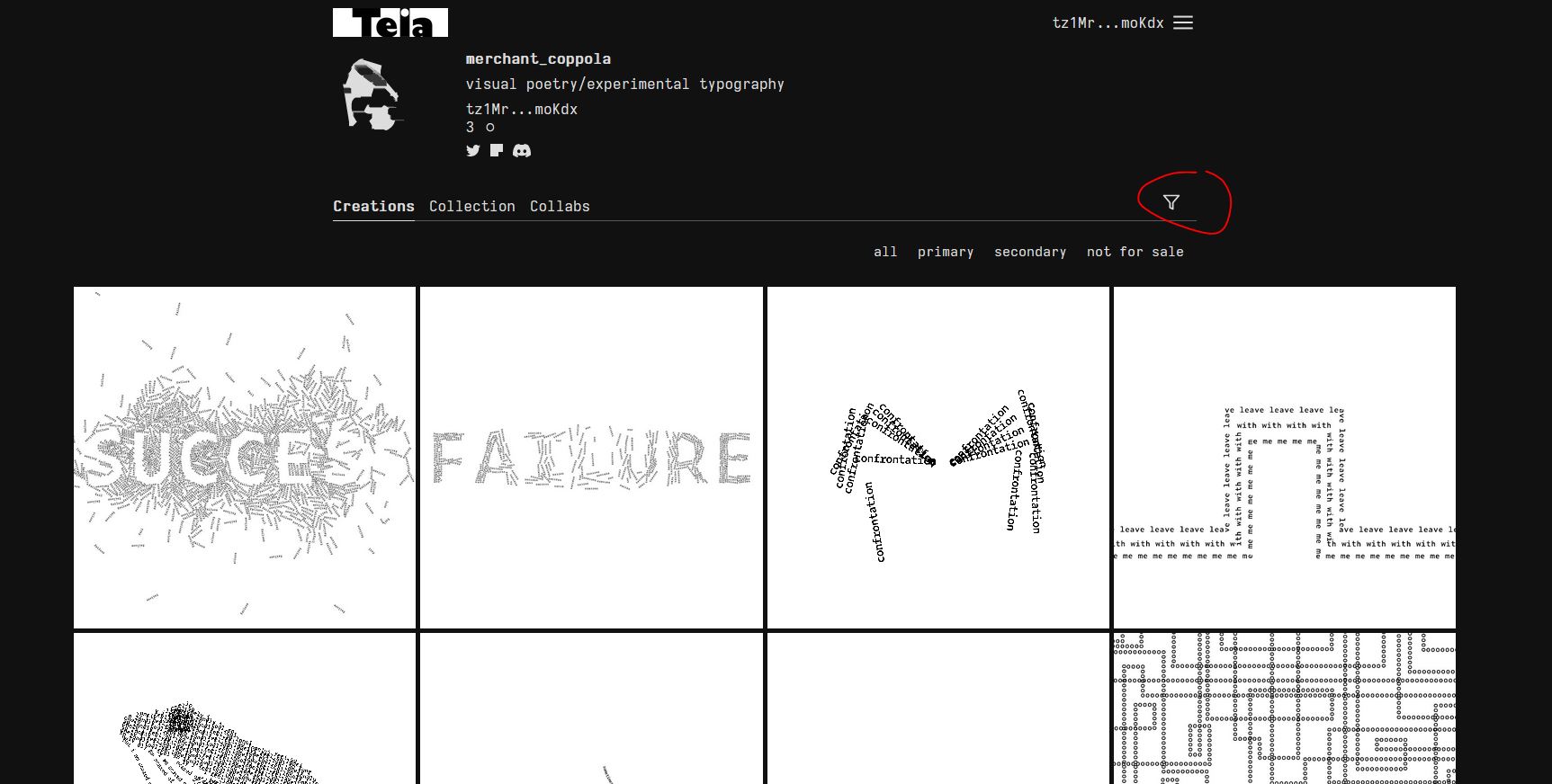[feat] Add an 'objkts i own from this artist’ filter/tab on the creations · Issue #221 · teia ...